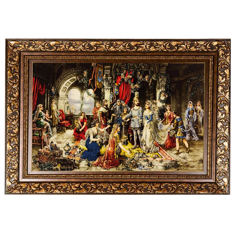 Handmade Tableau rug, coronation design design(100cmx80cm) - Hoveida Carpet